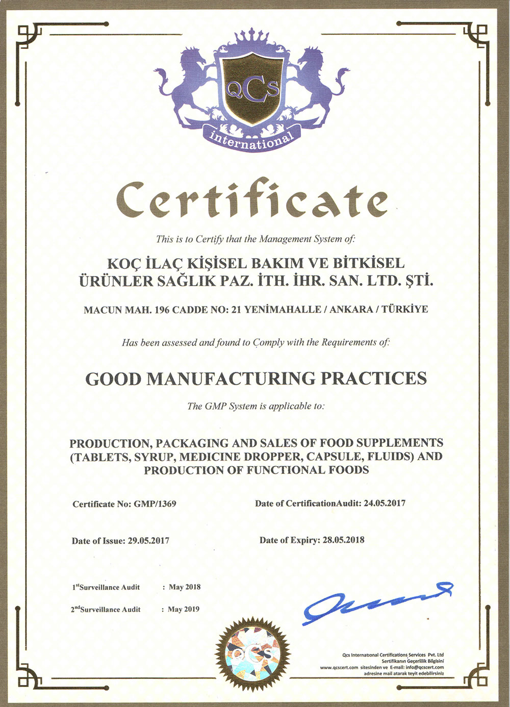 Koç İlaç our certificates